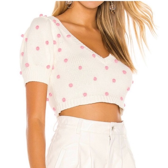 Vintage | Tops | 9s 80s Vintage Stretch Off Shoulder Polka Dot Crop Top ...